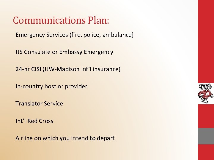 International Safety and Security Emergency Action Plan Emergency
