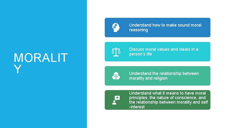 MORALITY Understand how to make sound moral reasoning