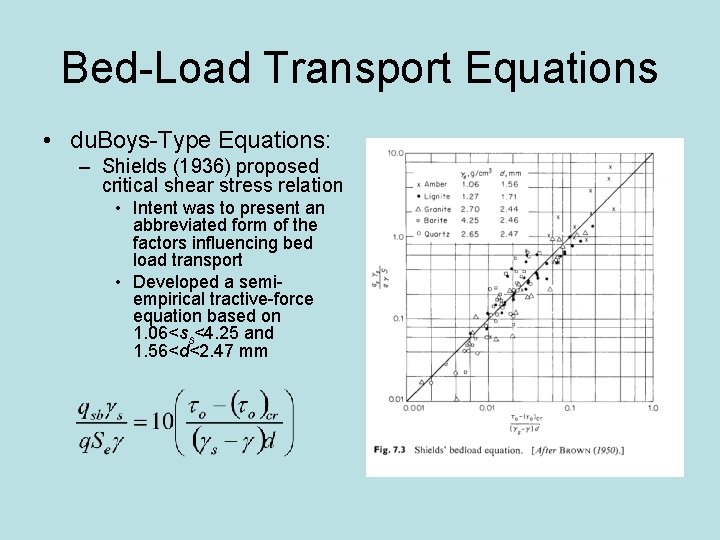 Fluvial Hydraulics CH6 BedLoad Transport Sediment Transport Equations