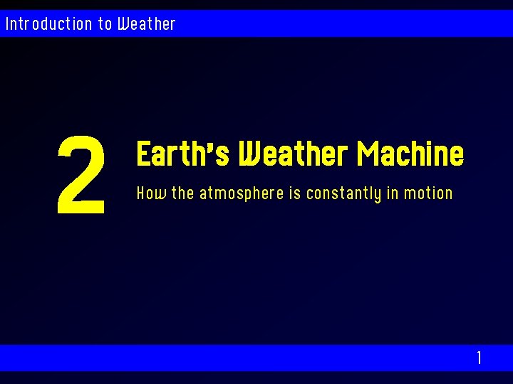 Introduction to Weather 2 Earths Weather Machine How