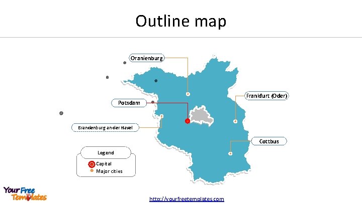 Outline map Oranienburg Frankfurt Oder Potsdam Brandenburg an