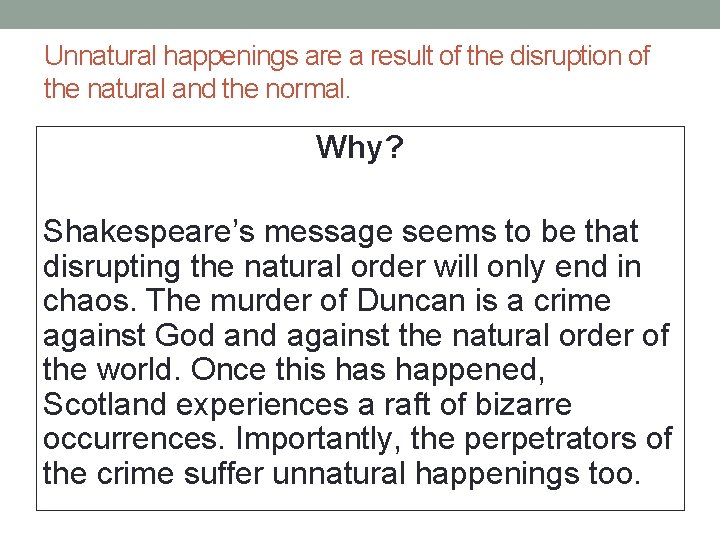 MACBETH How does Shakespeare present the natural and