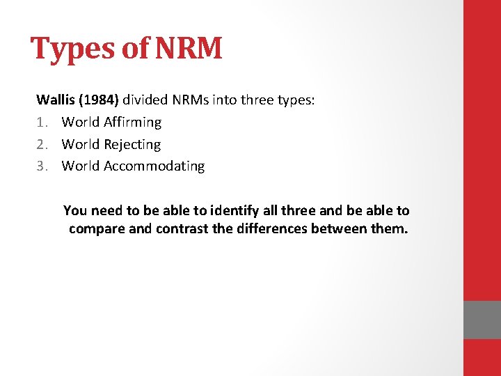 The New Typology New Religious Movements The New