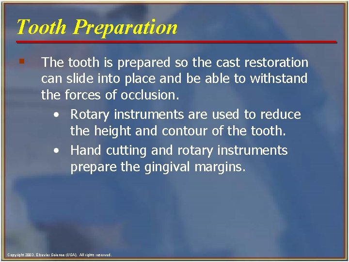 Chapter 50 Fixed Prosthodontics Copyright 2003 Elsevier Science