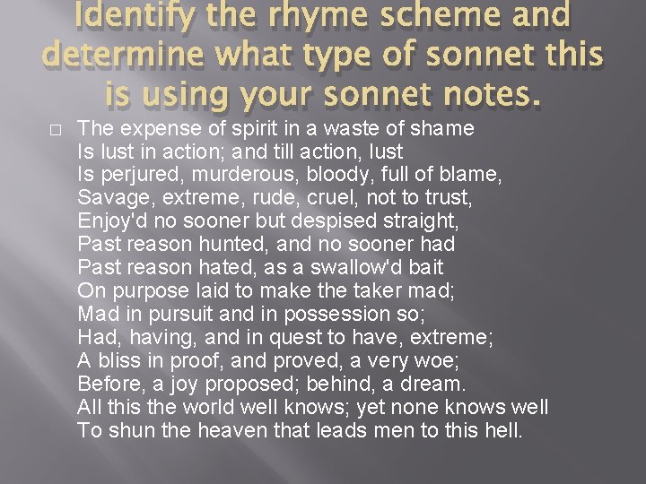 Identify the rhyme scheme and determine what type