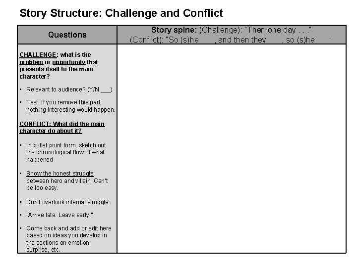 Story Selection Questions Answers for YOUR story A