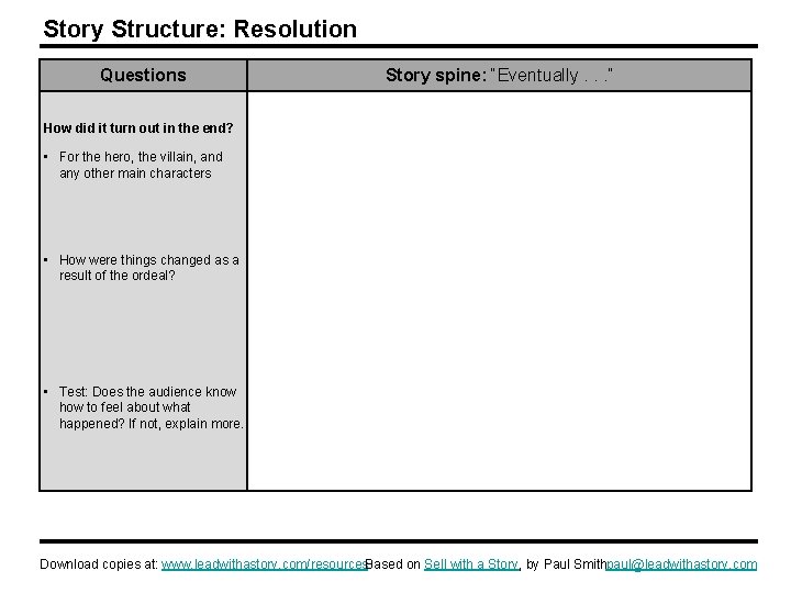 Story Selection Questions Answers for YOUR story A