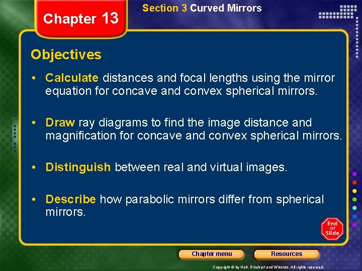 Chapter 13 Section 1 Characteristics of Light Objectives