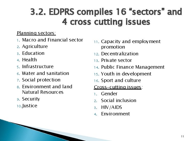 National Planning Overview Vision 2020EDPRS Performance against Governance