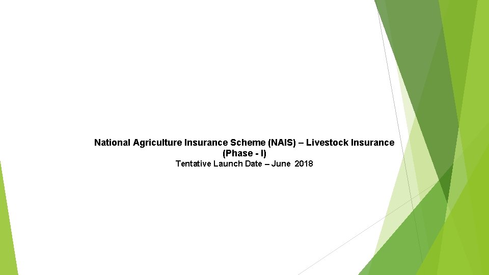 National Agriculture crop and livestock Insurance Scheme NAIS