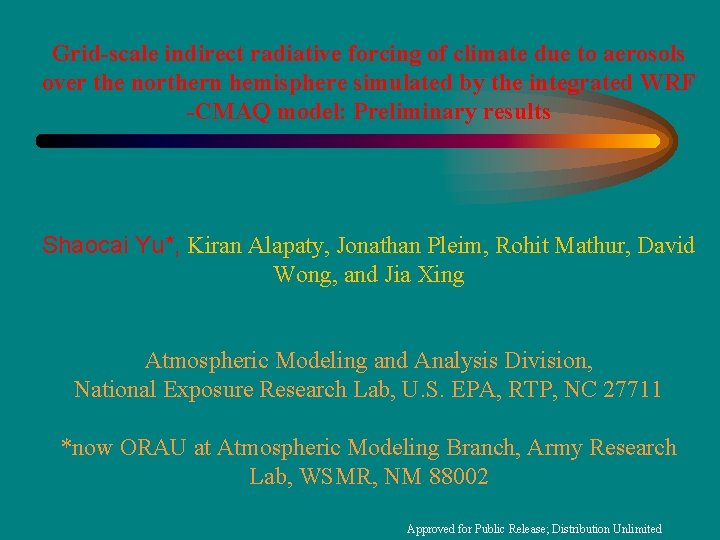Gridscale indirect radiative forcing of climate due to