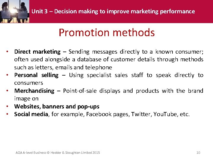 Unit 3 Decision making to improve marketing performance