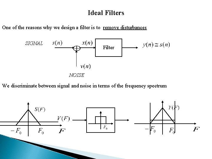 Ideal Filters One of the reasons why we