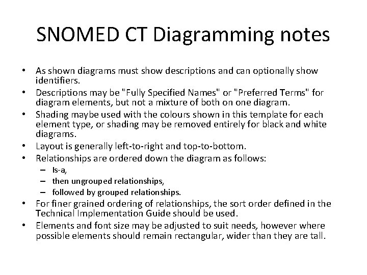 SNOMED CT Diagramming notes As shown diagrams must