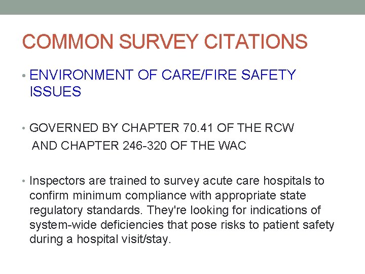 COMMON DOH SURVEY CITATIONS UPDATE RANDY BENSON WHS
