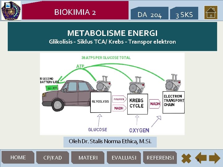BIOKIMIA 2 DA 204 3 SKS METABOLISME ENERGI