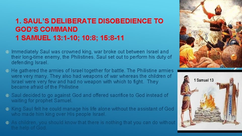 SAUL DISOBEYS THE LORD TEXT 1 SAMUEL 13