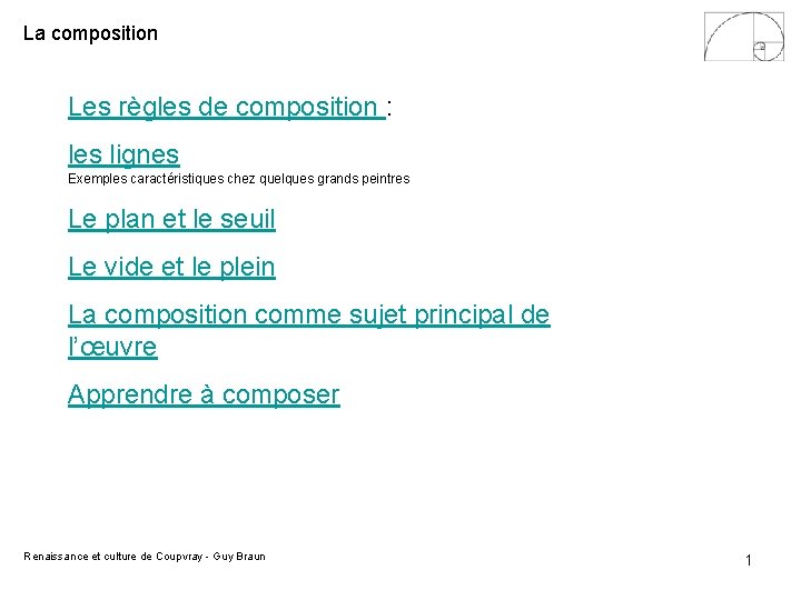 La composition Les rgles de composition les lignes