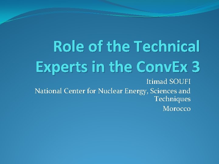 Role of the Technical Experts in the Conv