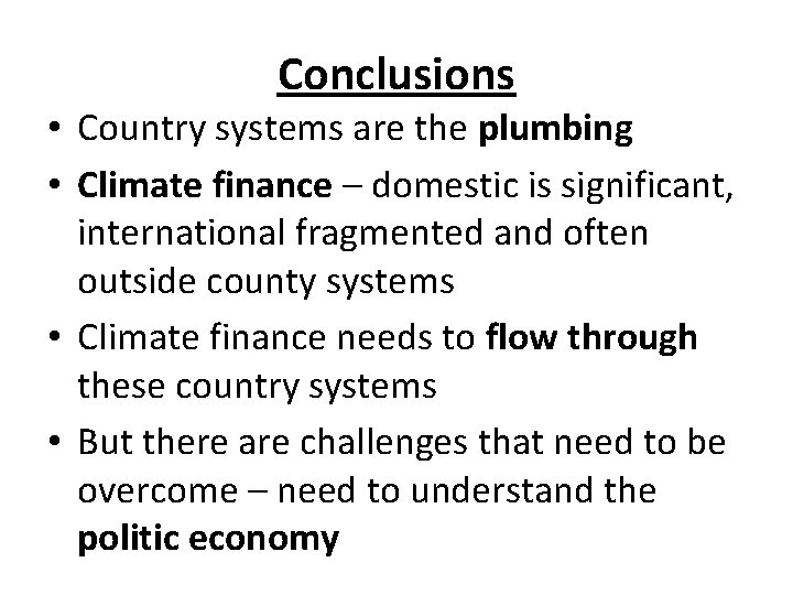 USE OF COUNTRY SYSTEMS TO MANAGE CLIMATE CHANGE