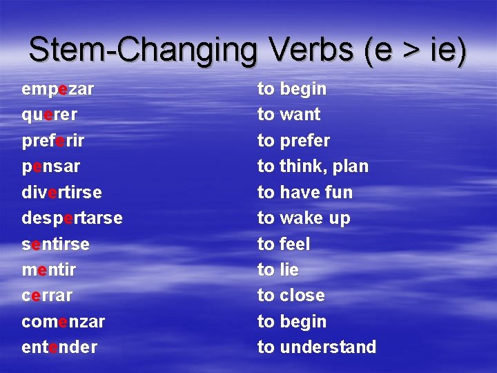 Present Tense Stem Changing Verbs Page 5 Para