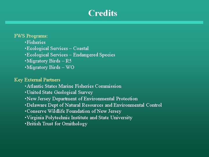 Adaptive Management to Conserve Red Knots Gregory Breese