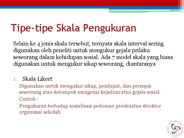 Statistika dan Probabilitas Pertemuan 4 Skala Pengukuran Senin