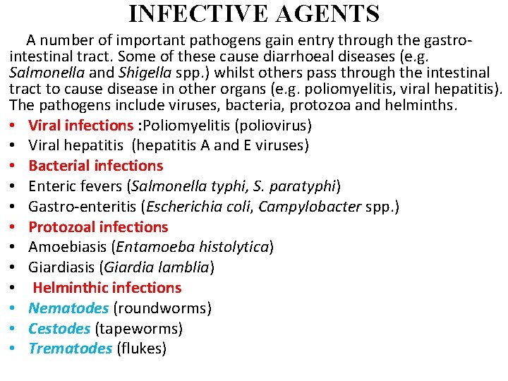 COMMUNICABLE DISEASES INFECTIONS THROUGH THE GASTROINTESTINAL TRACT Dr
