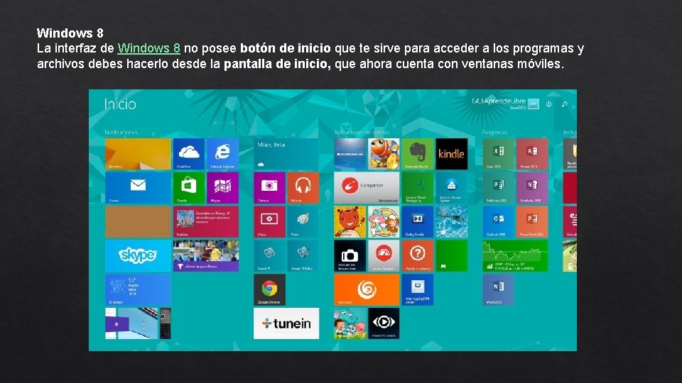 Interfaz Usuario Windows y Android Interfaz de Windows