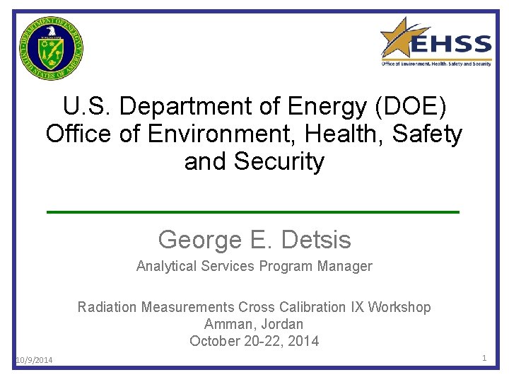 U S Department of Energy DOE Office of