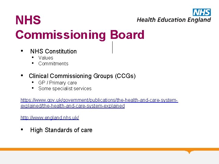 How the NHS works Dr David Eadington History