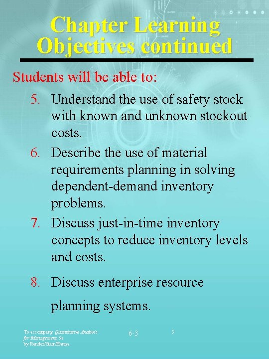Chapter 6 Inventory Control Models Prepared by Lee