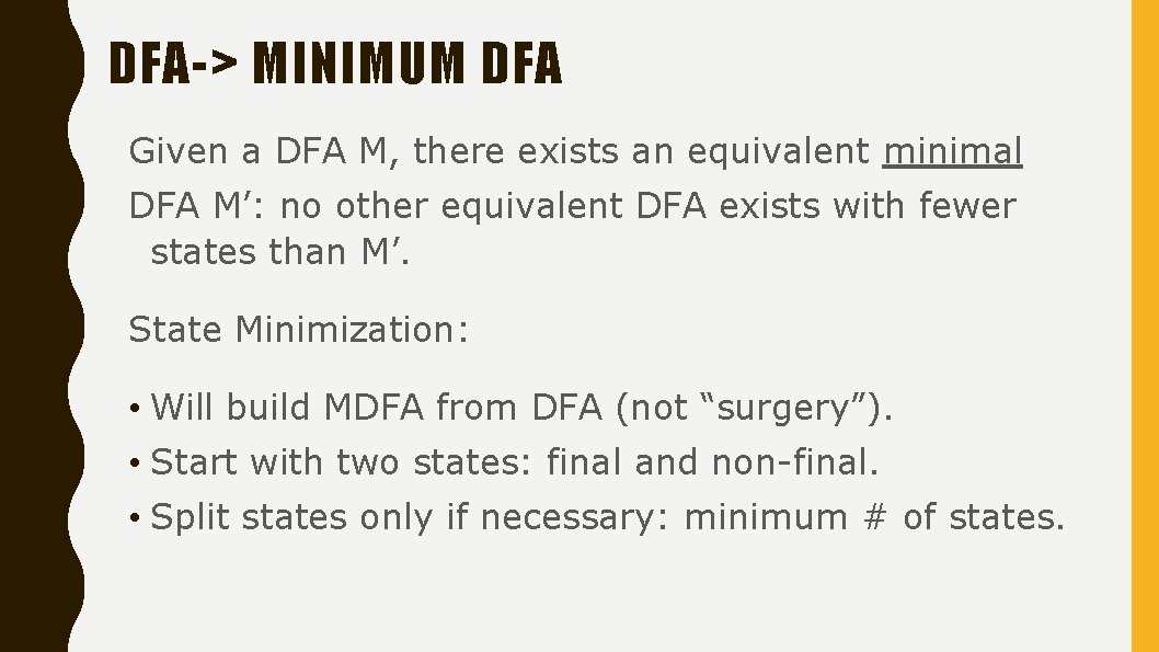 DFA MINIMUM DFA Module 05 4 COP 4020