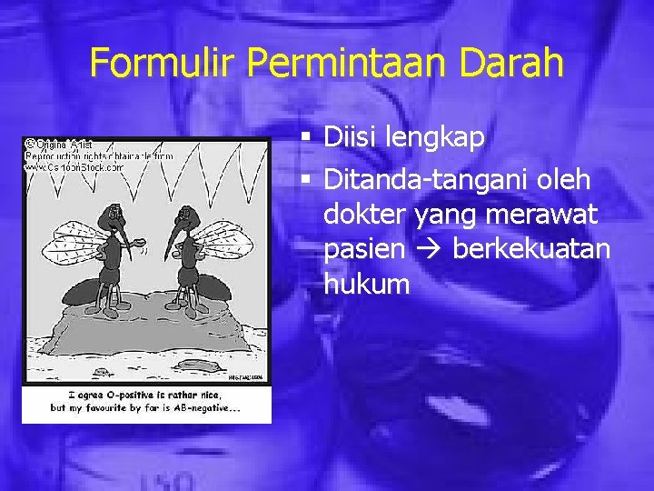 Pemeriksaan Laboratorium Sebelum Transfusi Darah dan Pada Reaksi