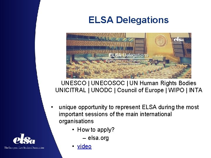 General ELSA Knowledge ELSA International 20152016 Structure of