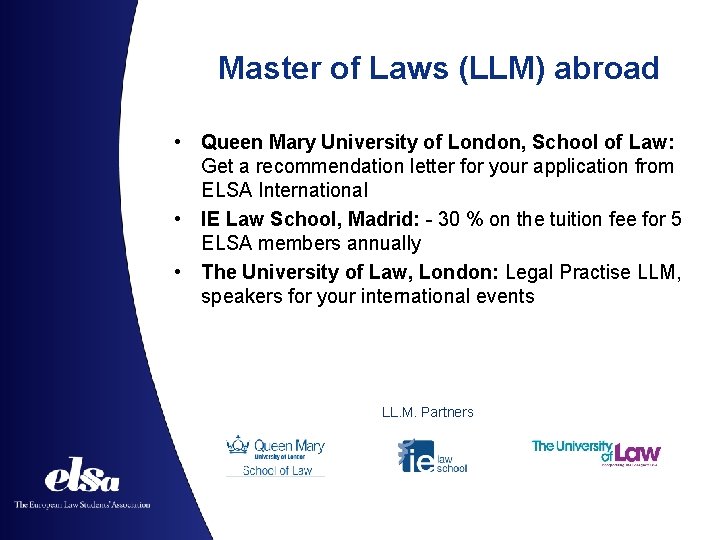 General ELSA Knowledge ELSA International 20152016 Structure of