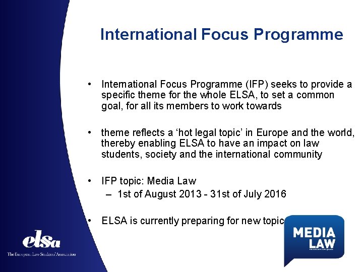 General ELSA Knowledge ELSA International 20152016 Structure of