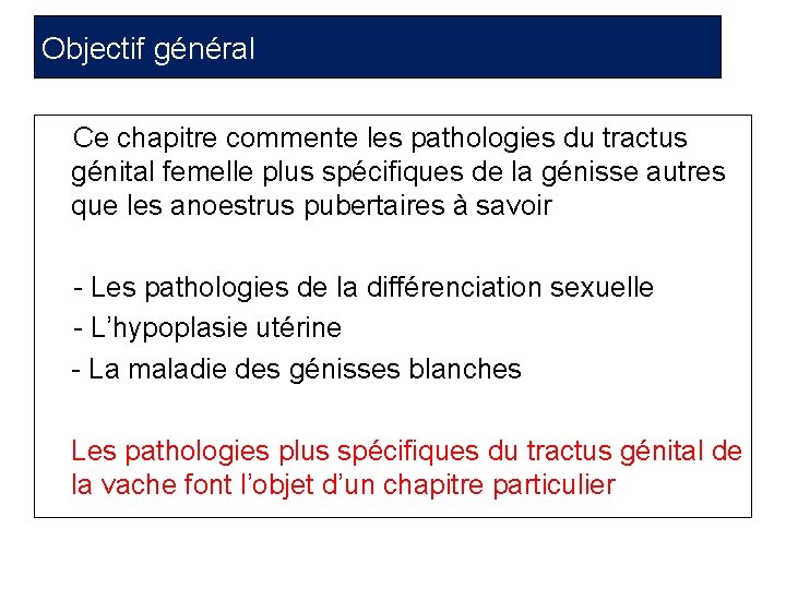 Les principales pathologies gnitales de la gnisse Prof