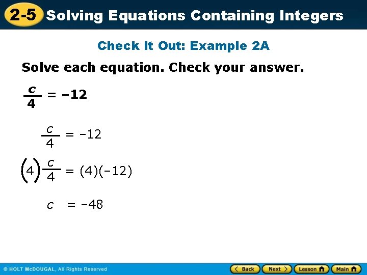 2 5 Solving Equations Containing Integers 2 5