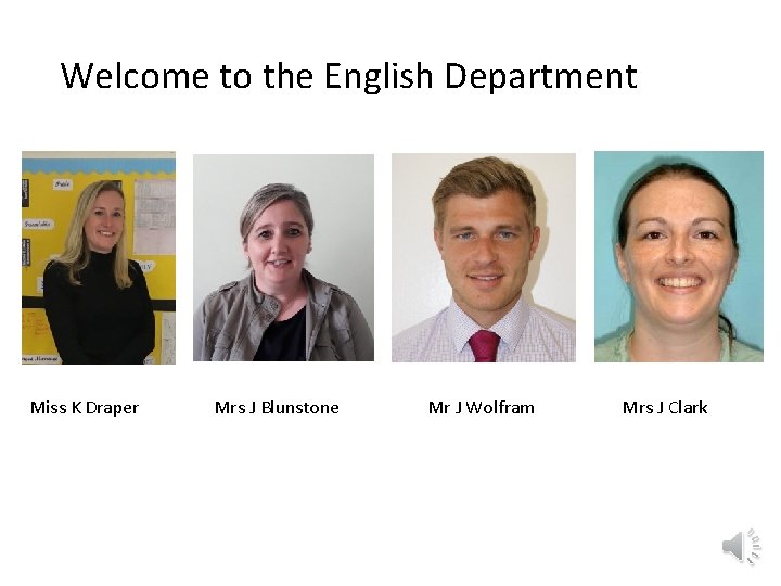 Welcome to the English Department Miss K Draper