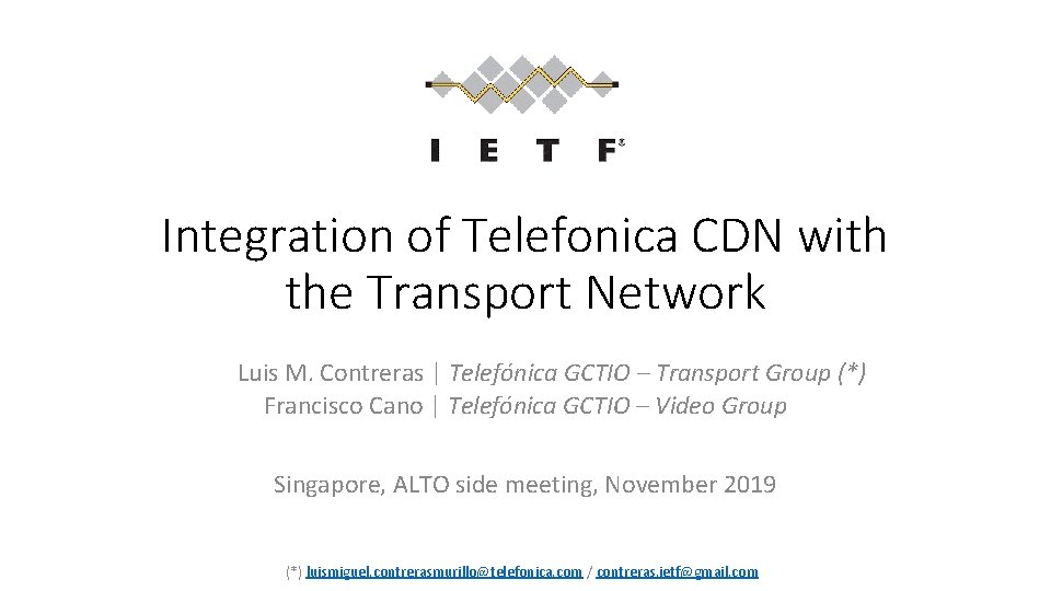 Integration of Telefonica CDN with the Transport Network