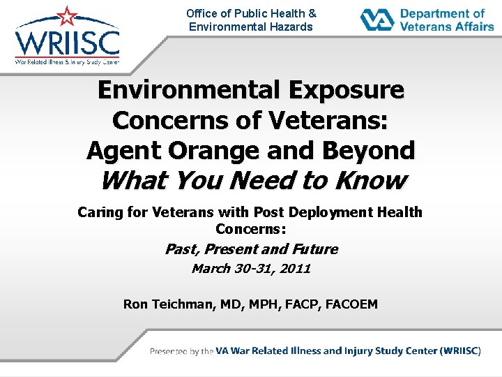 Office of Public Health Environmental Hazards Environmental Exposure