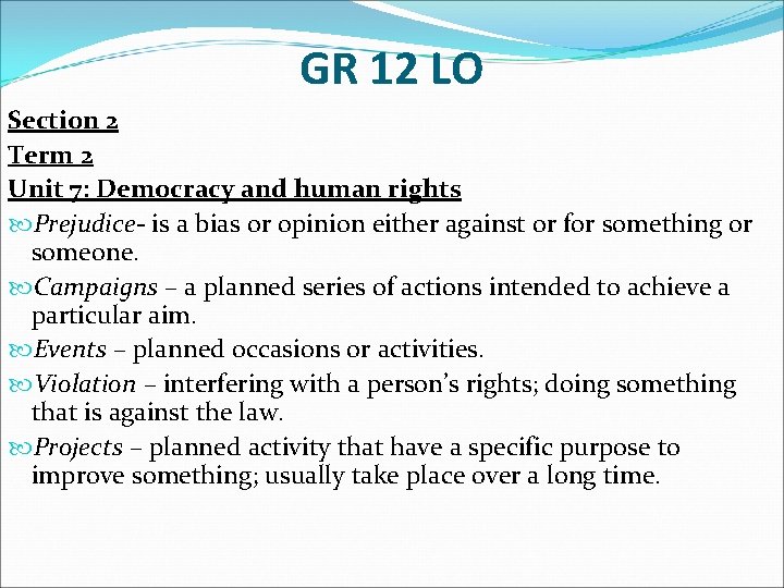 GR 12 LO Section 2 Term 2 Unit
