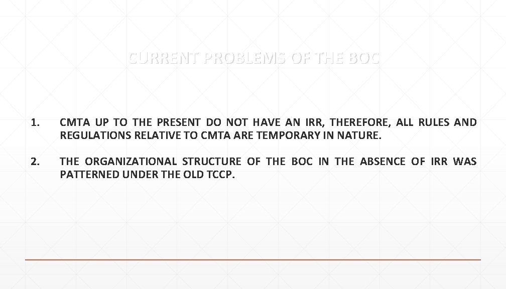 POWER POINT PRESENTATION A HISTORICAL BACKGROUND OF BOC