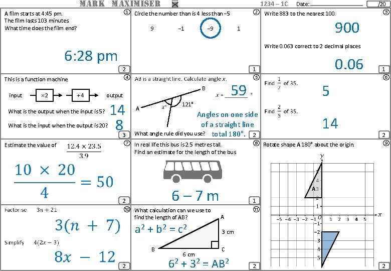 MARK MAXIMISER 1234 1 C Circle the number