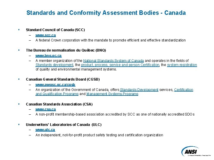 Standards and Conformity Assessment Bodies Canada IAAC ILAC
