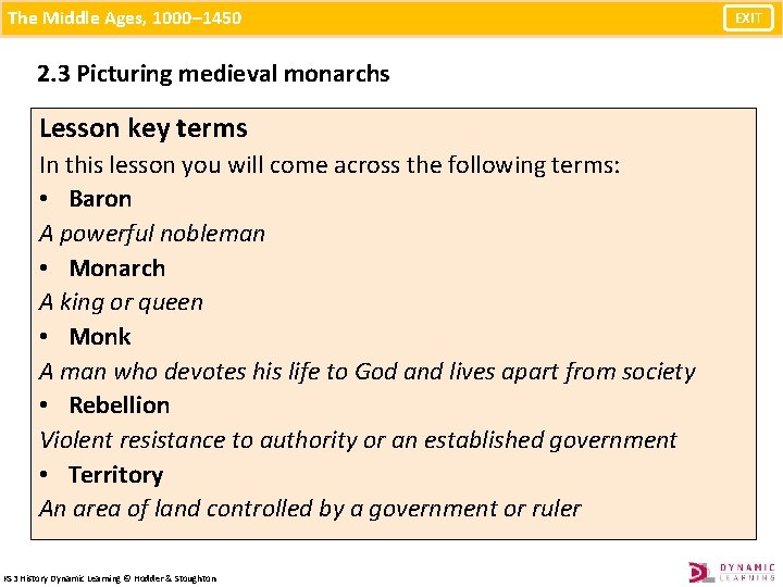 The 1000 1450 Title Middle of unit Ages