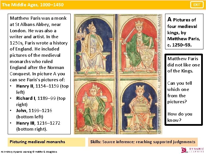The 1000 1450 Title Middle of unit Ages
