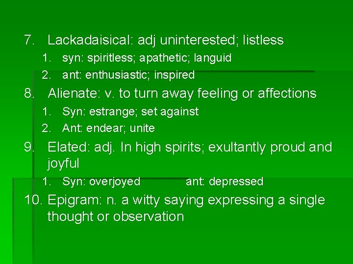 English I Vocabulary Lesson 1 1 Licentious adj