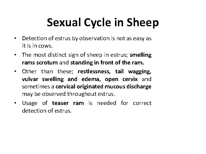 Sexual Cycle in Sheep Age of puberty is